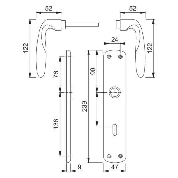 HOPPE Verona Langschild-Garnitur M151/3005 - Türbeschläge - Beschläge ...