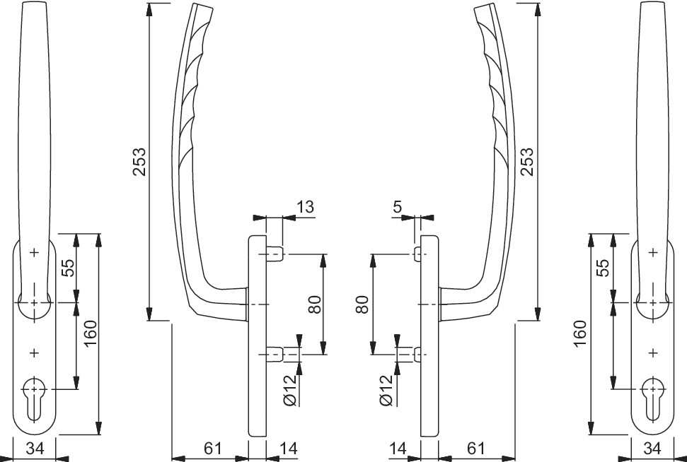 HOPPE Atlanta Hebe-Schiebetür-Garnitur - Aluminium - Türbeschläge ...