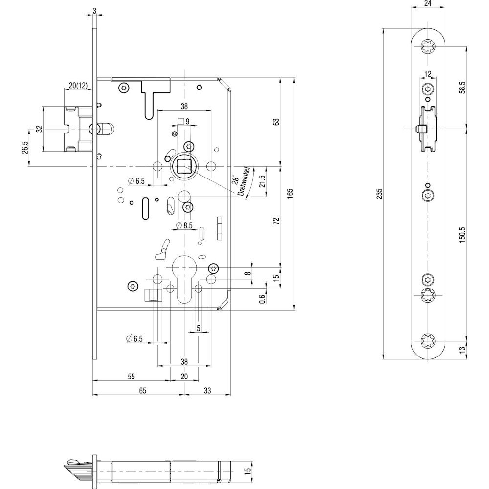 BKS Panik PZ-Einsteckschloss DIN L/R - Einsteckschlösser - Schlösser - Sicherheitstechnik Shop