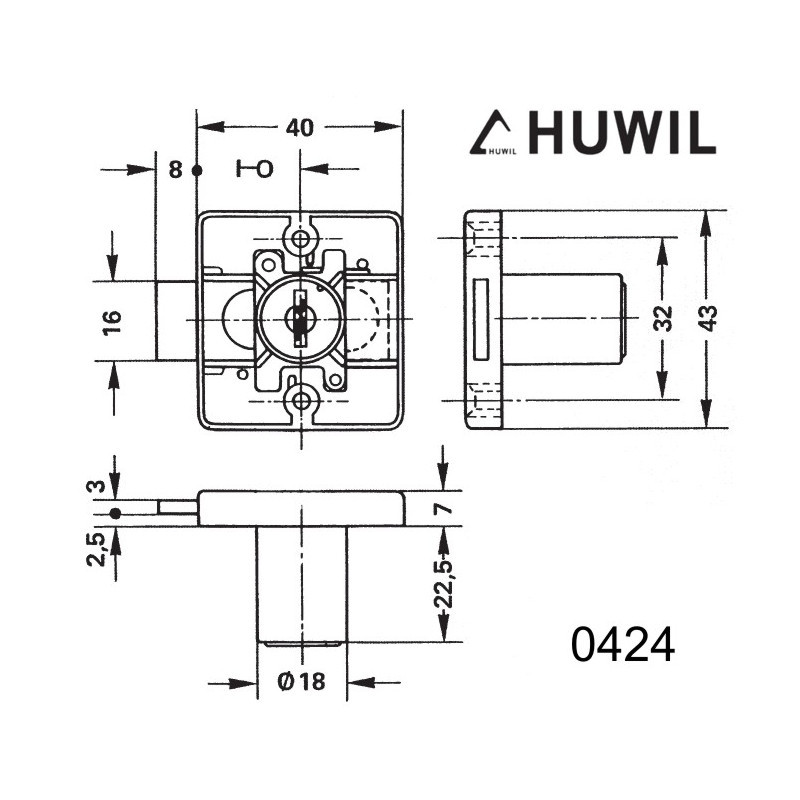 HUWIL Möbelaufschraubschloss 0424 RS - Möbelschlösser - Schlösser ...