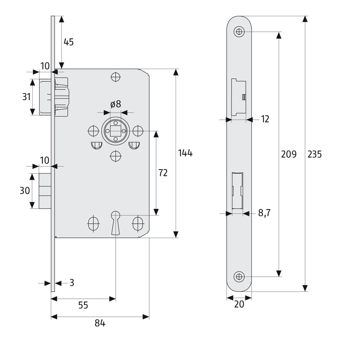 ABUS Buntbart-Einsteckschloss TK10 - Einsteckschlösser - Schlösser ...